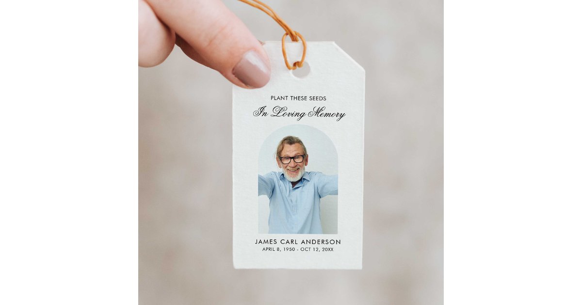 Seed Packet Memorial In Loving Memory Photo Gift Tags | Zazzle