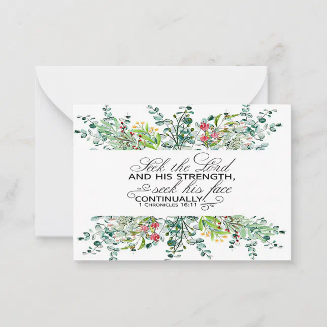 Seek the Lord greenery frame scripture Note Card | Zazzle