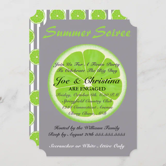 Seersucker & Lime Fiesta Cocktail Party Invitation | Zazzle