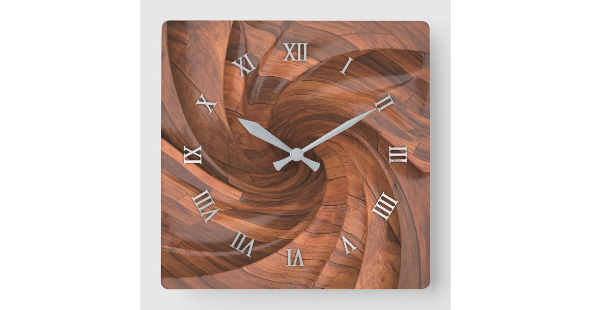 Segmented wood design wall clock | Zazzle