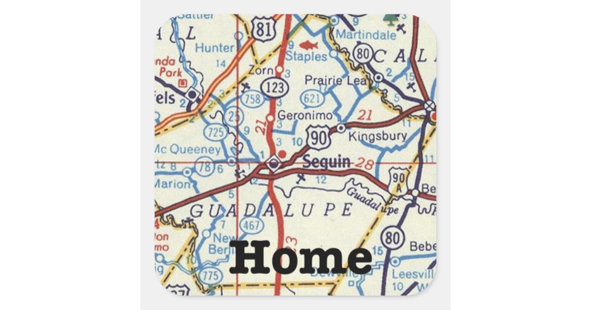 Seguin Texas Vintage Map Sticker | Zazzle
