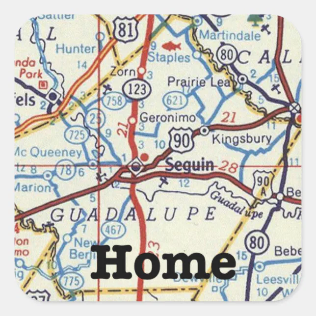 Seguin Texas Vintage Map Sticker | Zazzle