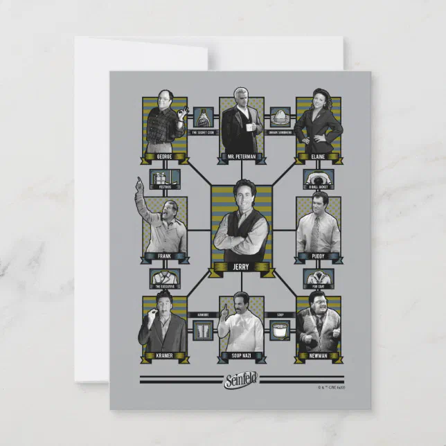 Seinfeld | Character Relationship Chart Note Card | Zazzle