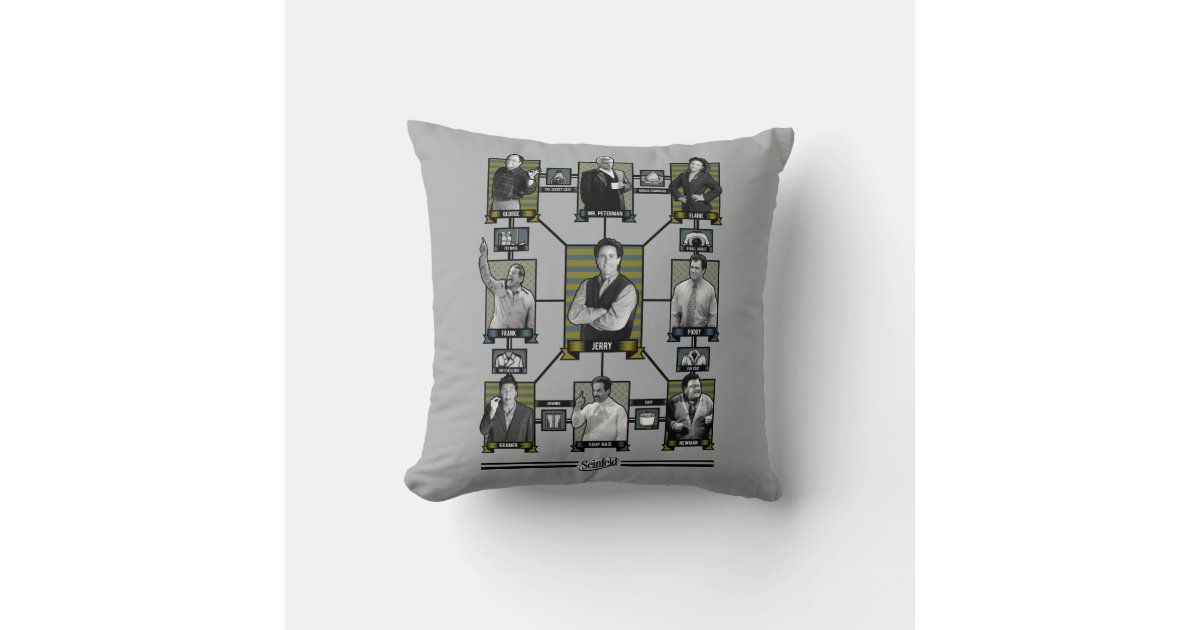Seinfeld | Character Relationship Chart Throw Pillow | Zazzle
