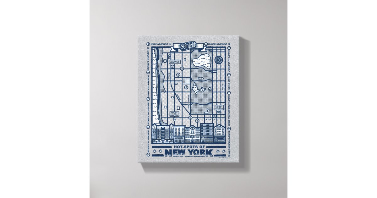 Seinfeld | Hot Spots of New York Map Canvas Print | Zazzle