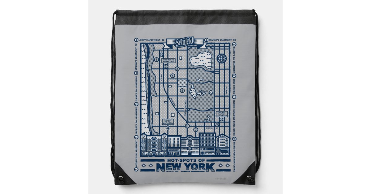 Seinfeld | Hot Spots of New York Map Drawstring Bag | Zazzle