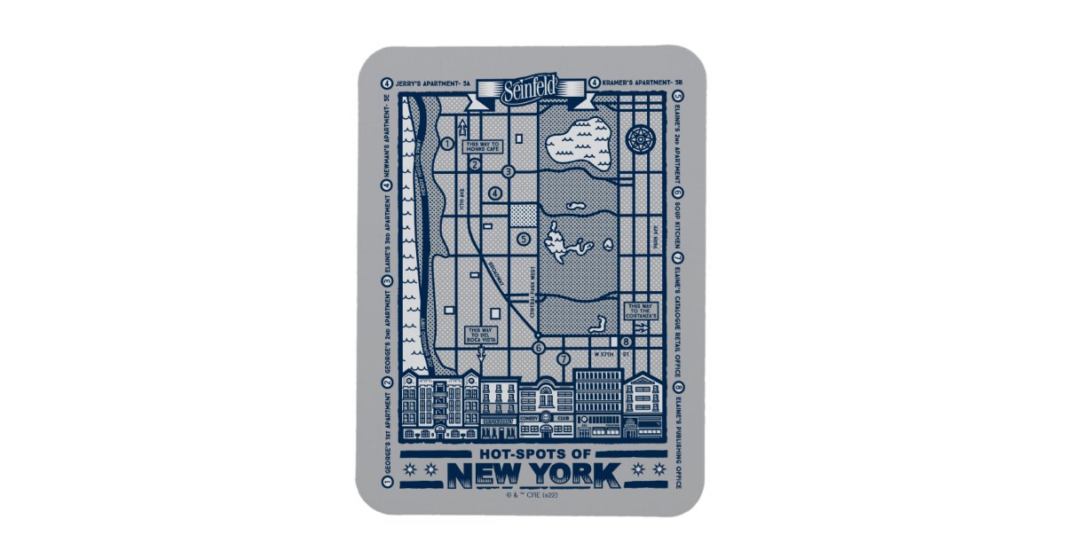 Seinfeld | Hot Spots of New York Map Magnet | Zazzle