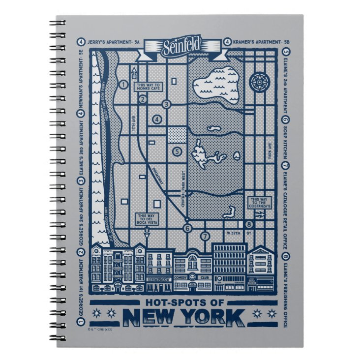 Seinfeld | Hot Spots of New York Map Notebook | Zazzle