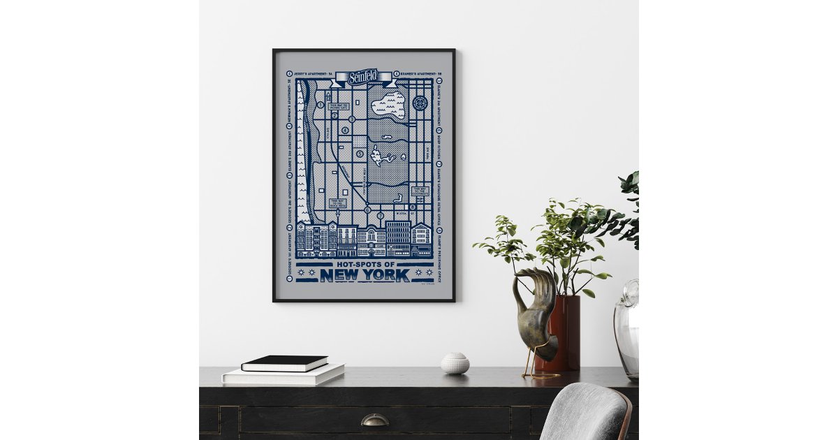 Seinfeld | Hot Spots of New York Map Poster | Zazzle