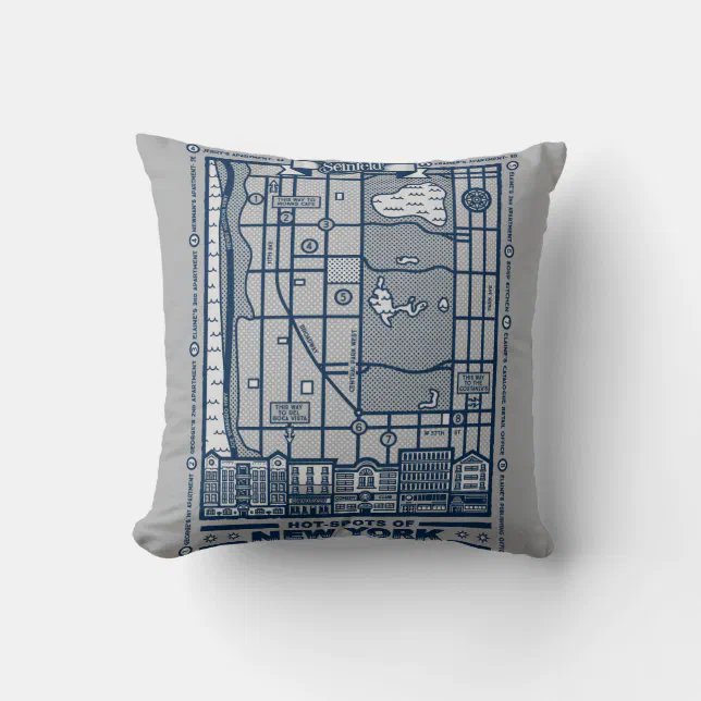 Seinfeld | Hot Spots of New York Map Throw Pillow | Zazzle