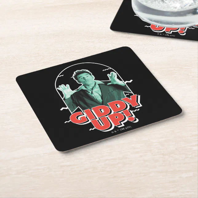 Seinfeld | Kramer - Giddy Up! Square Paper Coaster | Zazzle