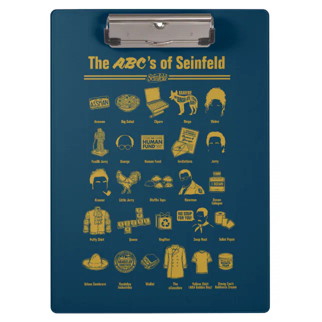 Seinfeld | The ABC's of Seinfeld Infographic Clipboard | Zazzle