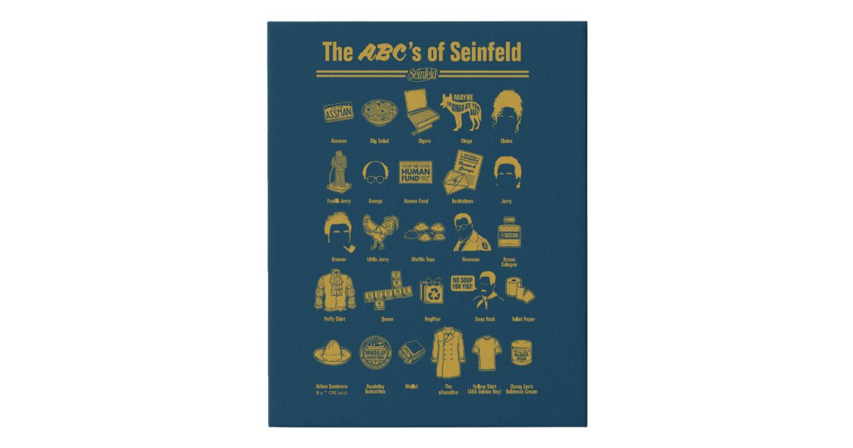 Seinfeld | The ABC's of Seinfeld Infographic Faux Canvas Print | Zazzle