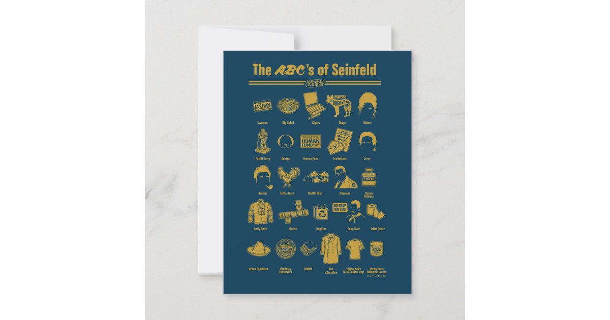 Seinfeld | The ABC's of Seinfeld Infographic Note Card | Zazzle