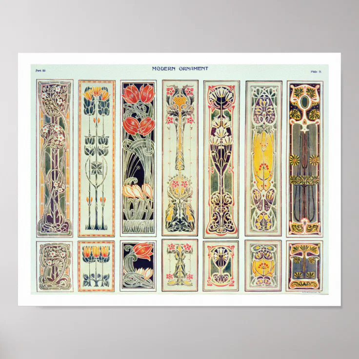 Selection of panel designs, plate IX from 'Modern Poster | Zazzle