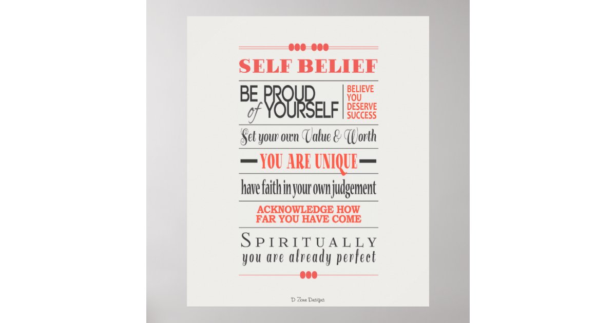 Self Belief Motivational Quote Poster | Zazzle