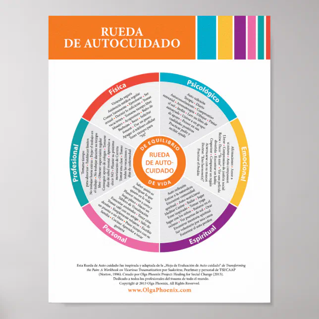 Self-Care Wheel in Color! Spanish. Poster | Zazzle