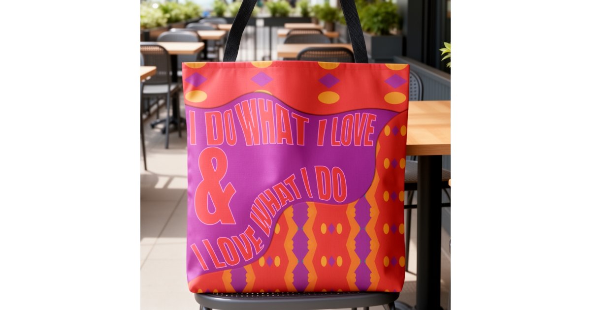 Self Expression Purple Orange Patterned Tote Bag | Zazzle