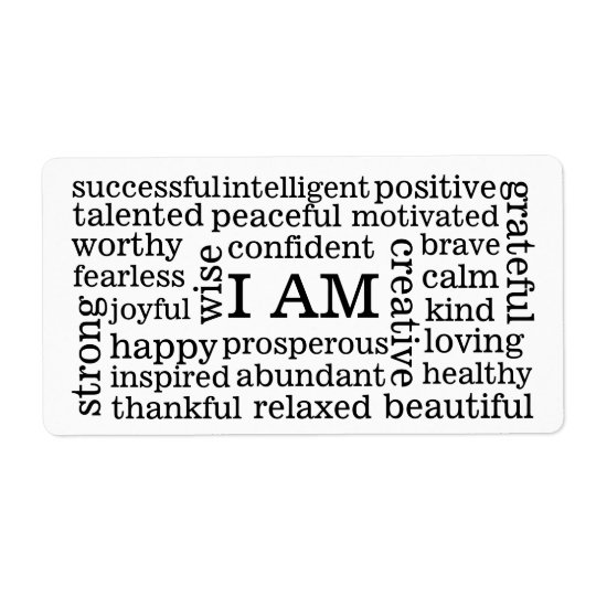 Self Image Positive Affirmations I AM statements Label | Zazzle.com
