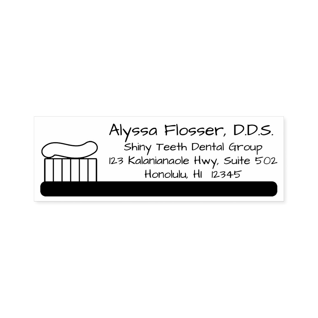Self Inking Dental Rubber Stamp Toothbrush Address | Zazzle