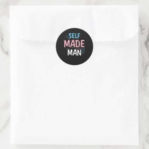 Self Made Man Transman LGBT Trans Pride Flag Gift Classic Round Sticker ...