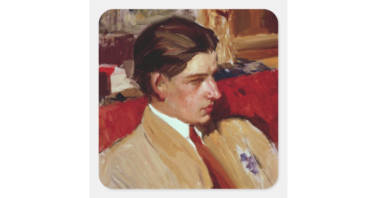 Self portrait in profile square sticker | Zazzle