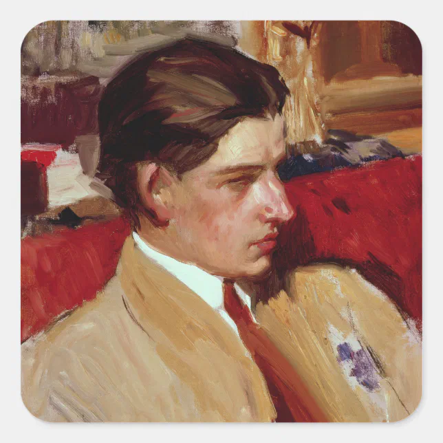 Self portrait in profile square sticker | Zazzle