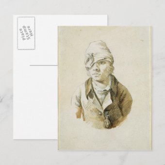 Self Portrait with Cap and Eye Patch Postcard | Zazzle