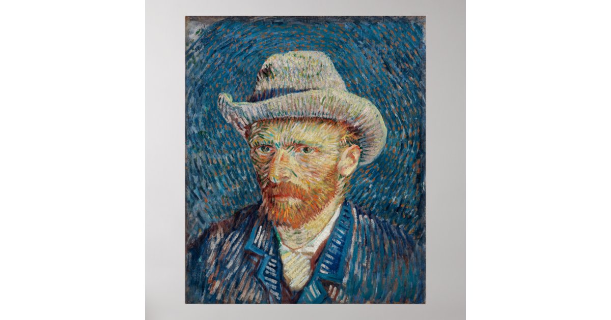 Self Portrait with Grey Felt Hat by Vincent van Go Poster | Zazzle