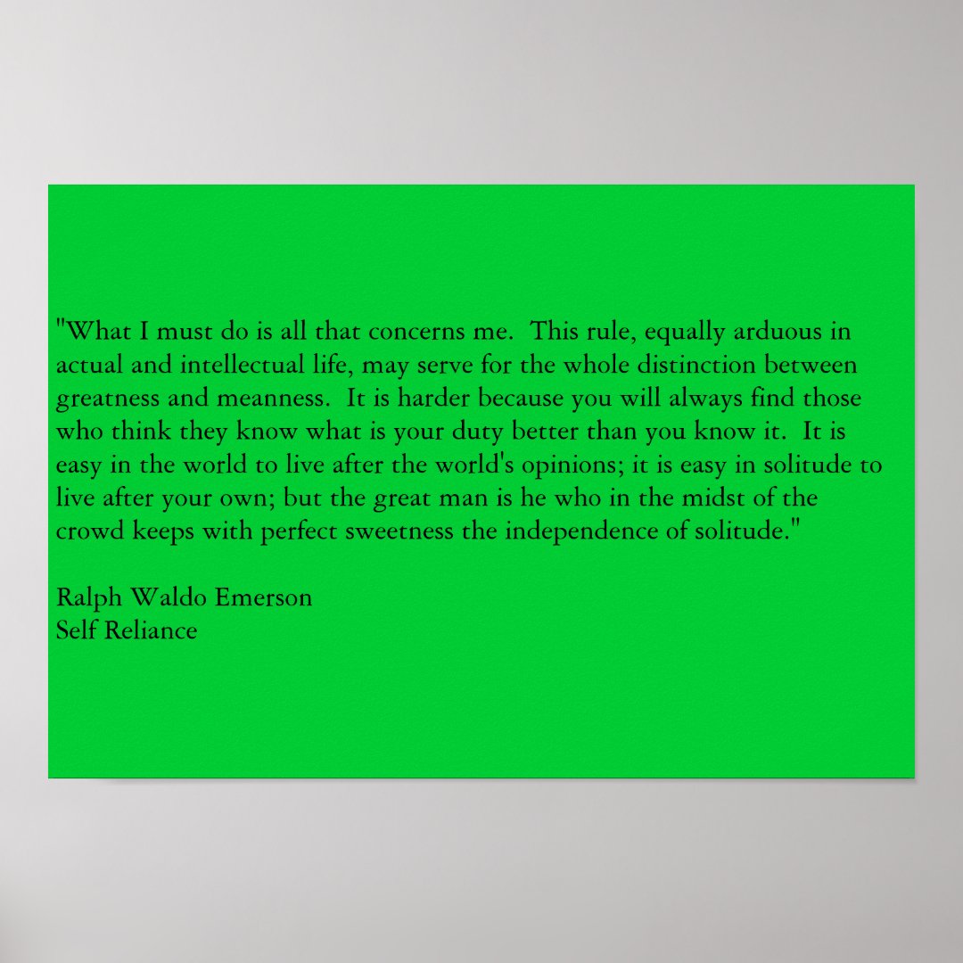 Self Reliance Poster | Zazzle