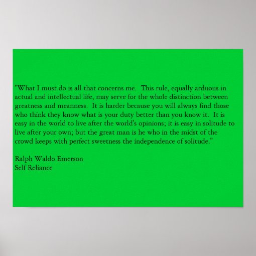 Self Reliance Poster | Zazzle