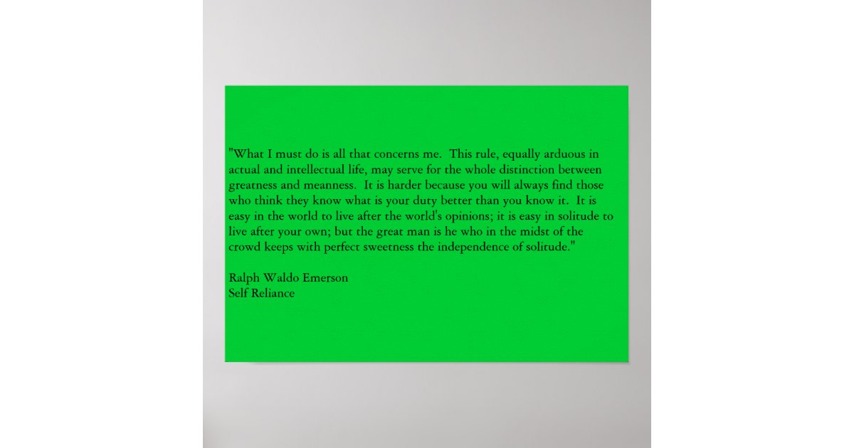 Self Reliance Poster | Zazzle
