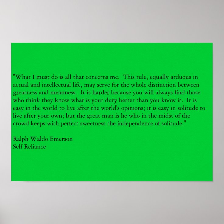 Self Reliance Poster | Zazzle