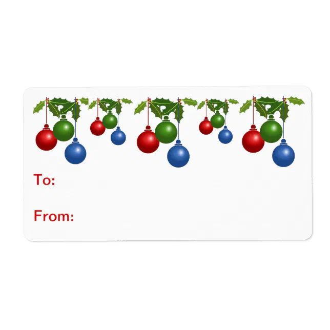 Self-Stick Gift Tag: Colored Christmas Balls Label | Zazzle