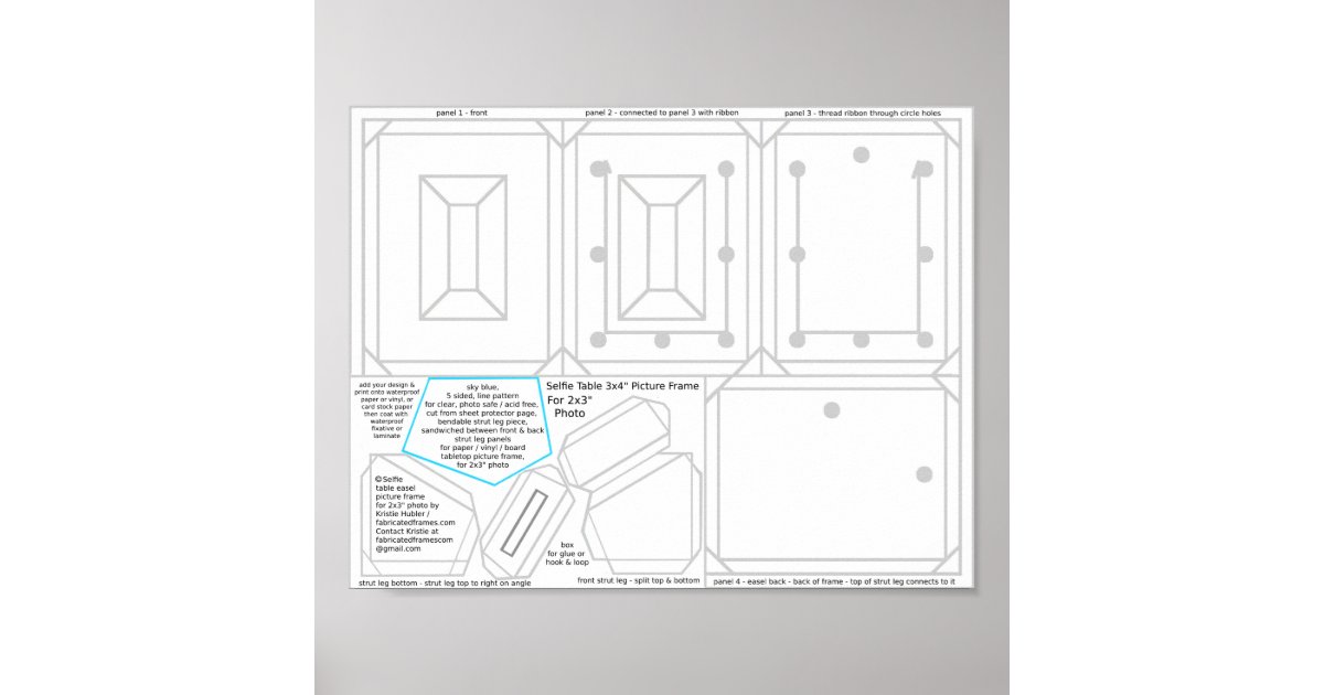 Selfie 3x4 Picture Frame For 2x3 Photo Printable Poster | Zazzle