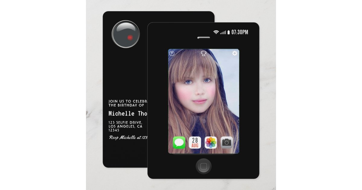 Selfie Birthday Party Photo Invitation | Zazzle