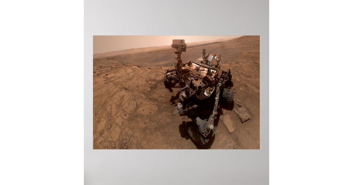 Selfie of Mars Curiosity Red Martian Landscape Poster | Zazzle