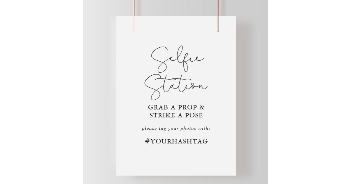 Selfie Station Simple Elegant Calligraphy Sign | Zazzle