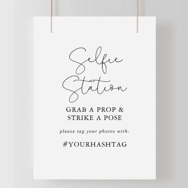 Selfie Station Simple Elegant Calligraphy Sign | Zazzle