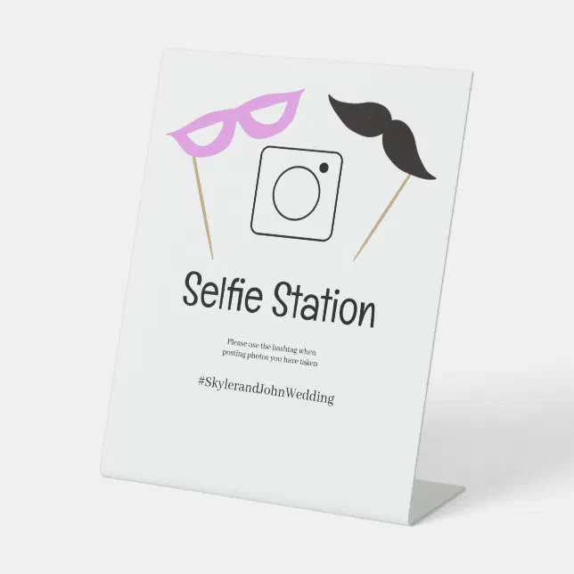 Selfie Station Table Top Photo Booth Pedestal Sign | Zazzle