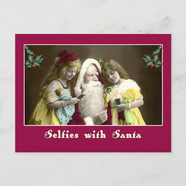 Selfies with Santa Cute Christmas Card | Zazzle
