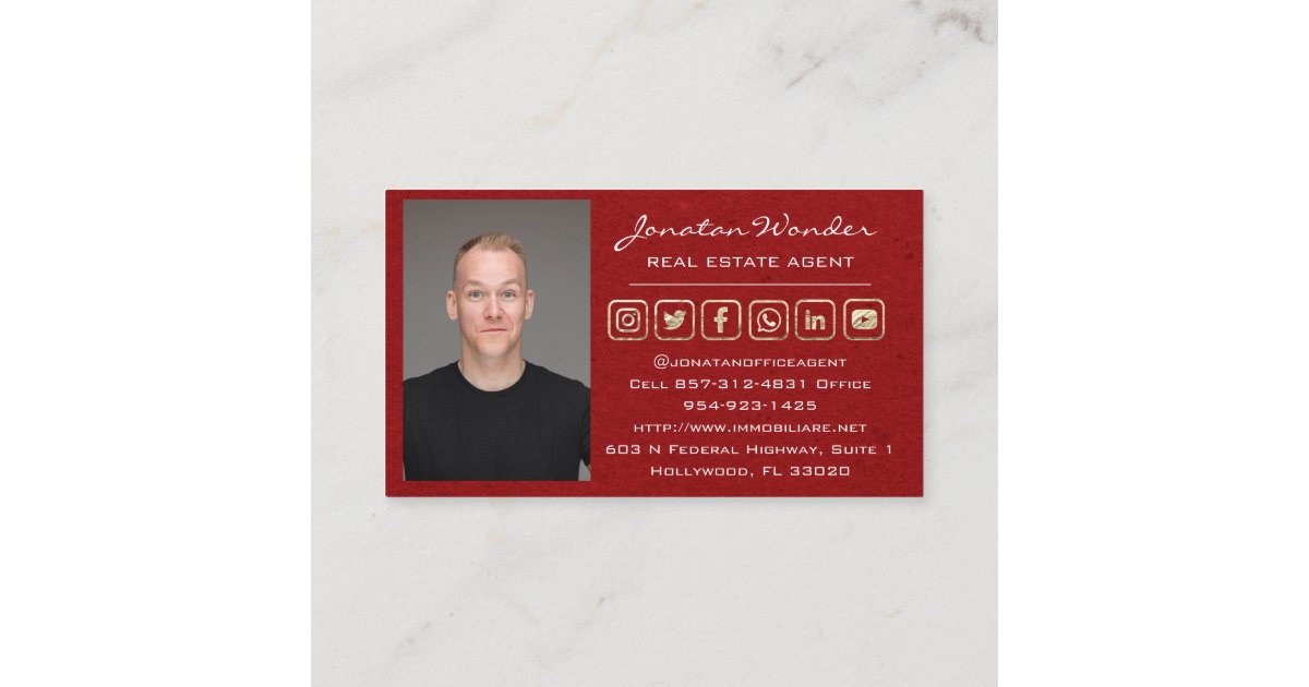 Sell House Social Media Logo Real Estate Agent Red Business Card | Zazzle