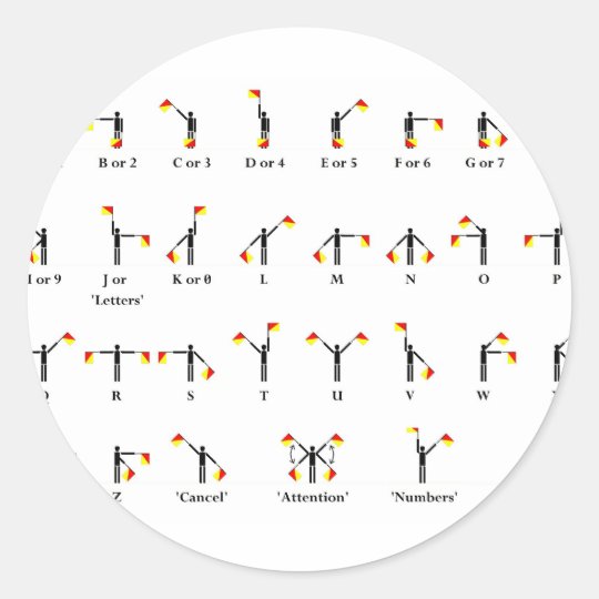 Semaphore Flag Chart Classic Round Sticker | Zazzle.com