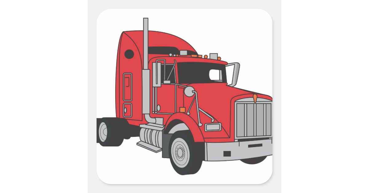 Semi Truck Cab Square Sticker | Zazzle