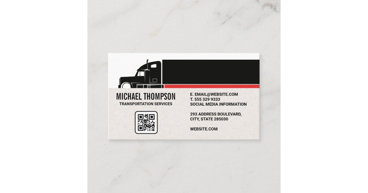 Semi Truck | Trucking Industry | QR Code Business Card | Zazzle