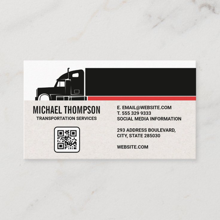 Semi Truck | Trucking Industry | QR Code Business Card | Zazzle