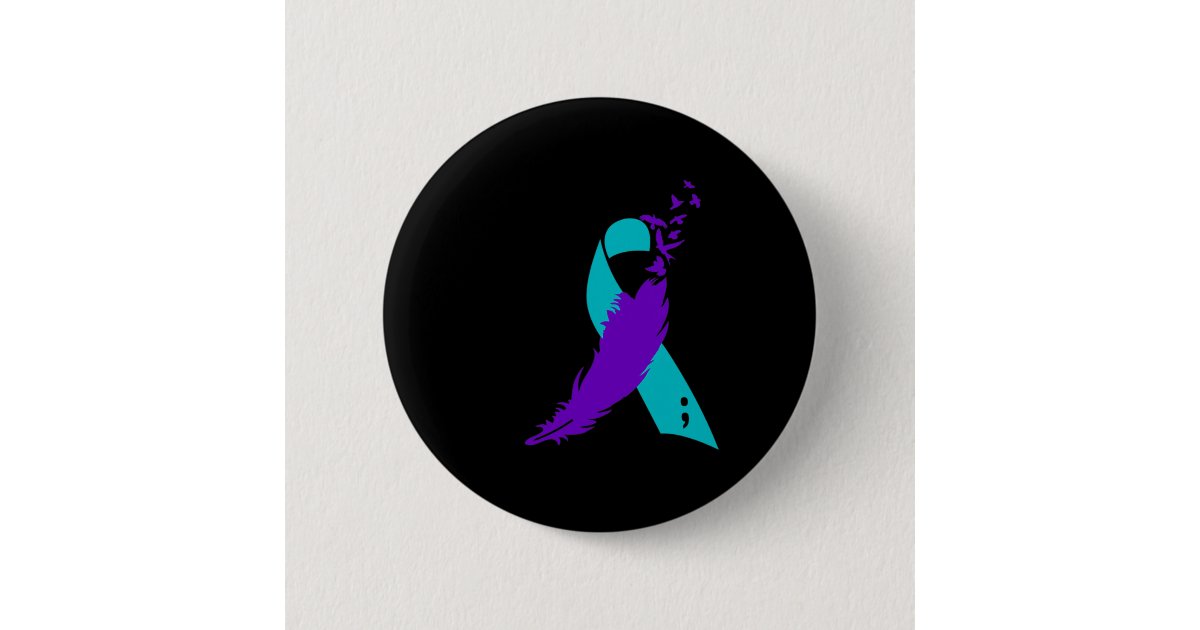 Semicolon Suicide Awareness Ribbon Button | Zazzle