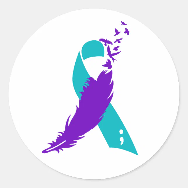Semicolon Suicide Awareness Ribbon Stickers | Zazzle