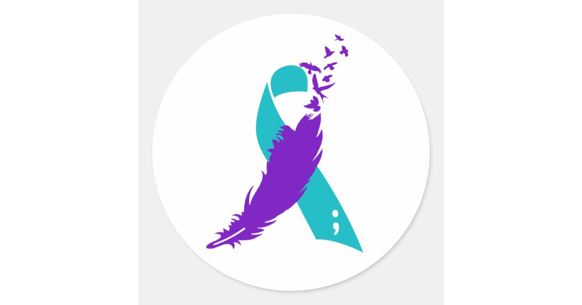 Semicolon Suicide Awareness Ribbon Stickers | Zazzle