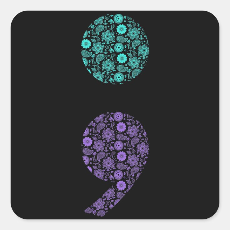 Semicolon Suicide Prevention Awareness T-Shirt Square Sticker | Zazzle